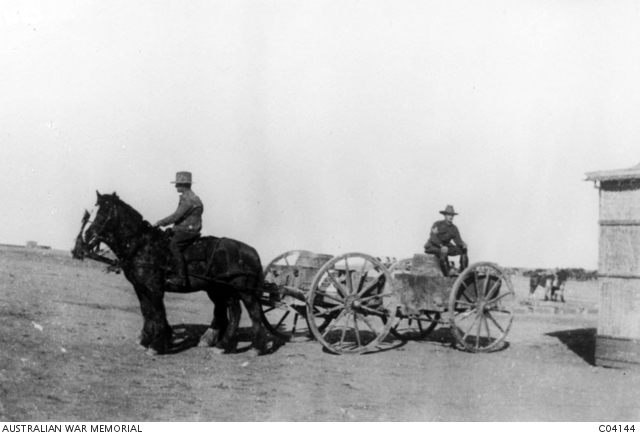 Tel el Kebir, North Egypt. February 1916. Limber wagon used to cart ...