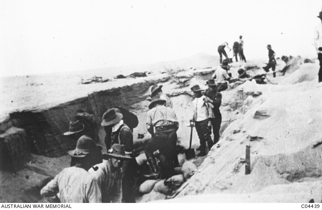 Gebel Habeita, Egypt. 13 January 1916. The preliminary excavation for ...