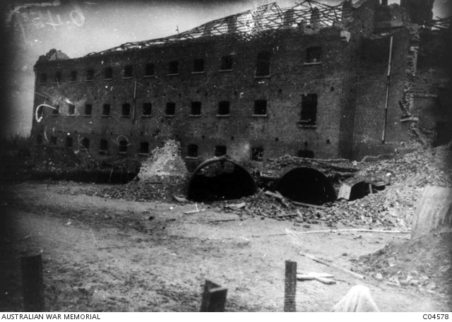 The entrance to the prison at Ypres, which was used as a forward ...