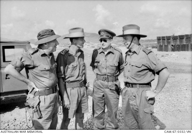 Vietnam. 1967. Two new staff officers make visits to the Australian ...