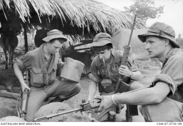 Vietnam. 1967-09. Sapper Trevor Drummond of Tarnagulla, Vic (centre ...