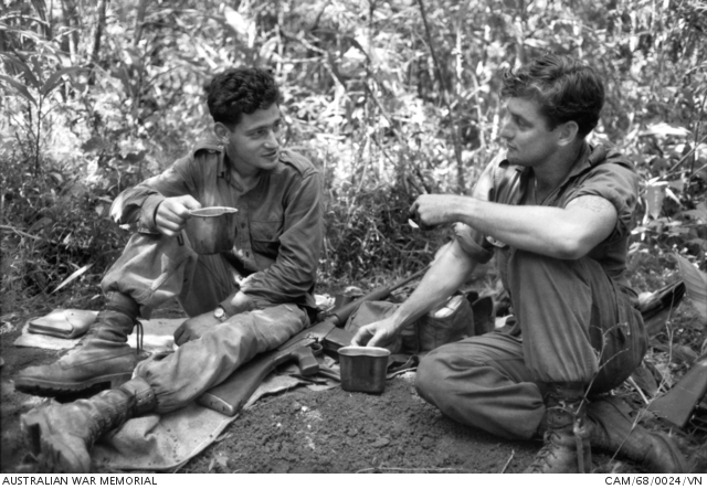 South Vietnam. 1968-01. Enjoying a cup of tea during a lull in ...