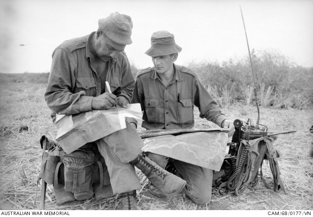 South Vietnam. 1968-02. Mortar fire controllers with W Company, 2RAR ...