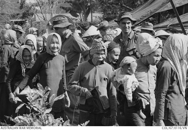 Vietnam. 1967. Private John Keen of Mendooran, NSW (left), and Lance Corporal Terry Cullen of ...