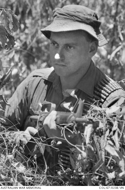 Vietnam. 1967. Private Garry King of Bondi, NSW, a soldier of 6th ...