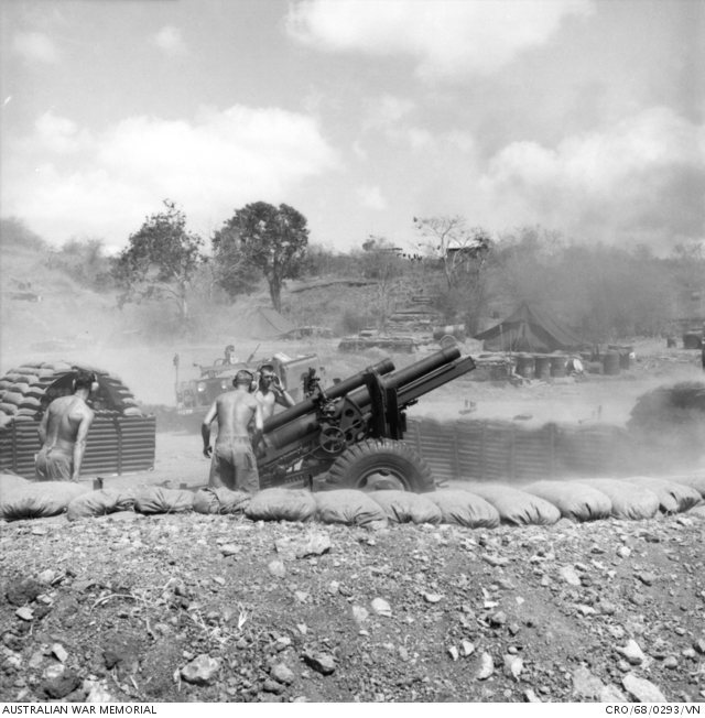 PHUOC TUY PROVINCE, SOUTH VIETNAM. 1968-04-15. GUNS POUND OUT THE ...