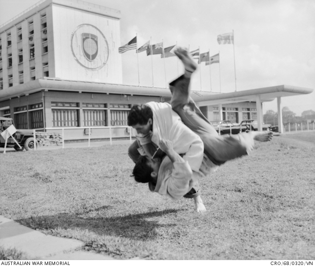 South Vietnam. 1968-03. Judo and karate expert, Private John Whipp of ...