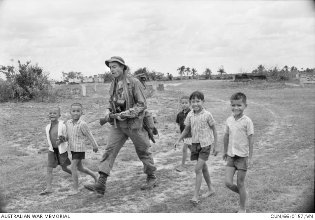 Vietnam. 1966-03. Private (Pte) Ken Baker of Richmond, Vic, is joined ...