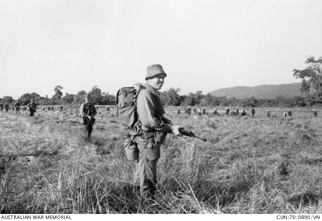 Phuoc Tuy Province, South Vietnam. December 1970. A group of soldiers ...