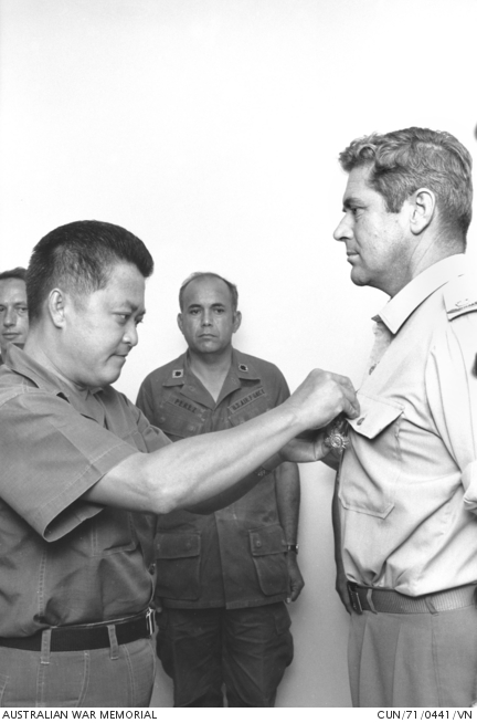 South Vietnam. August 1971. Major Bill Smith (right), the civic action ...