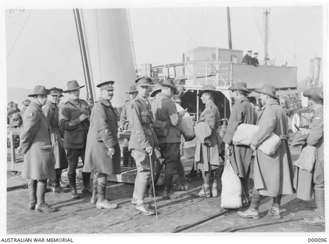 Embarkation for Australia on six months' leave, of men who left ...