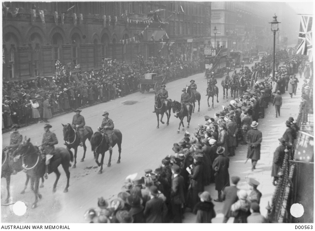 Australian Artillery passing along Victoria Street during the march of ...