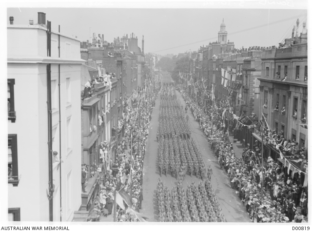 Looking down onto the American troops, who headed the procession in the ...