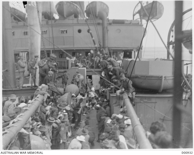 A Tug of War pull between the NCOs and men on board the SS Borda ...