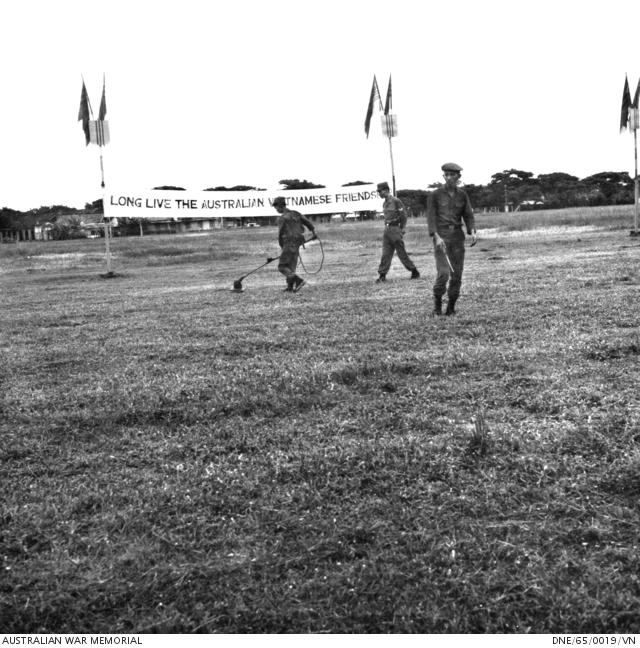 Preparing the parade ground for a ceremonial parade by the South ...