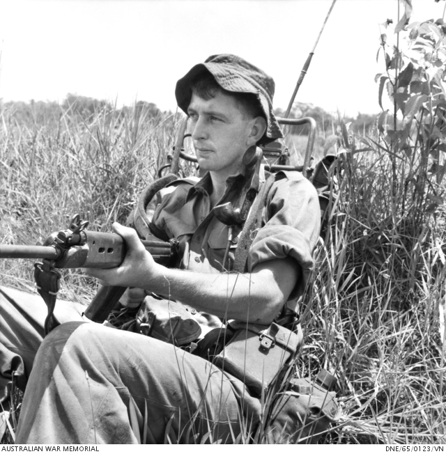 Vietnam. 1965. Private Jeff Williams of Albury, NSW, a member of 1st ...