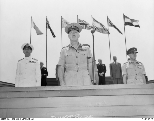 British Commonwealth Occupation Force (BCOF) parade in the grounds of ...