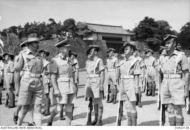 British Commonwealth Occupation Force (BCOF) parade in the grounds of ...