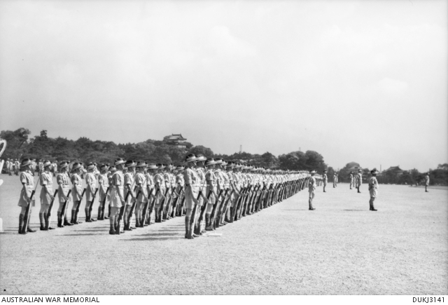 British Commonwealth Occupation Force (BCOF) parade in the grounds of ...