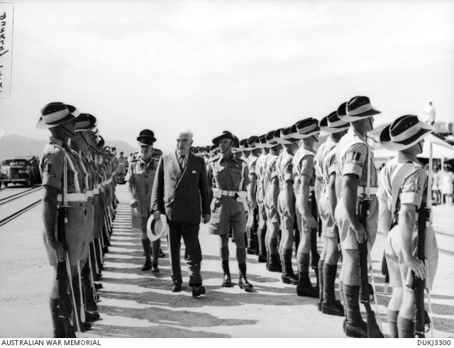 On his arrival by HMAS Bataan at Kure, Japan, the Prime Minister of ...