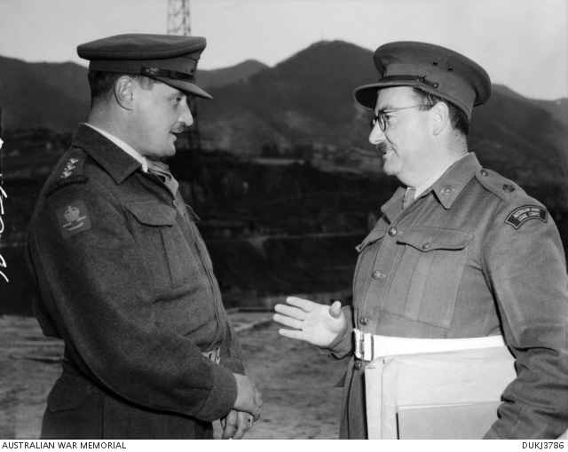 Two unidentified officers, with the British Commonwealth Occupation ...