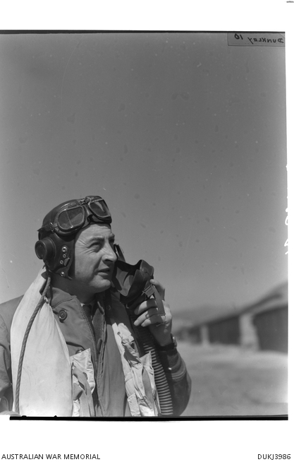 Portrait of Flight Sergeant (Flt Sgt) R Lamb, RAF pilot attached to77 Squadron RAAF, after ...