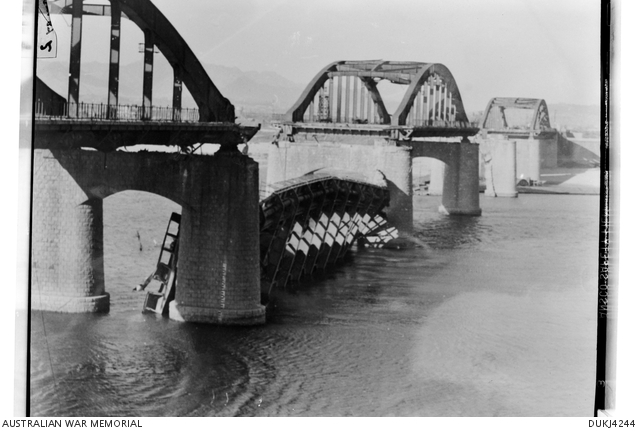 Damaged bridge. | Australian War Memorial