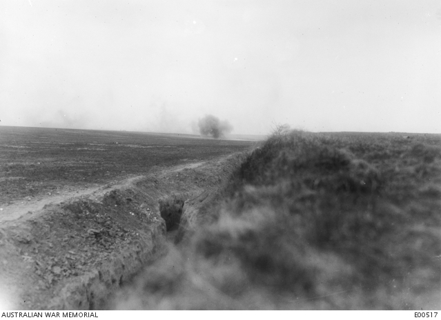 A view near Bullecourt, showing German shells bursting over the ...