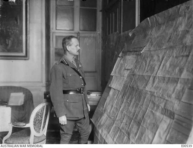 Informal portrait of General Sir William R Birdwood in his office at ...