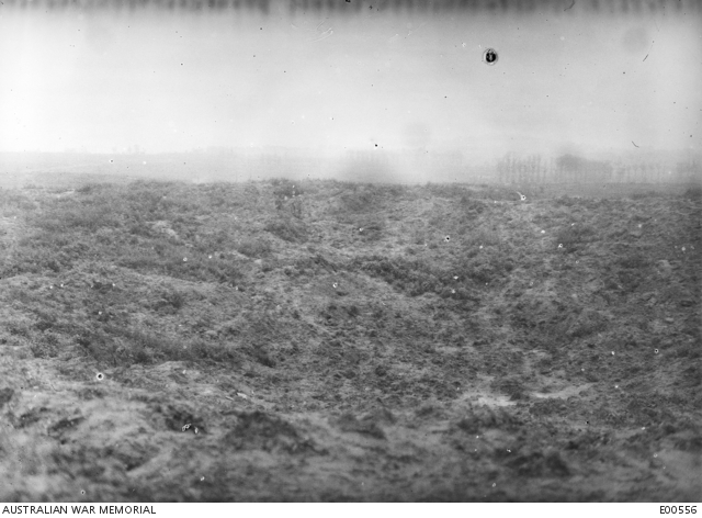 A section of one of the great mine craters near Messines in July 1917 ...