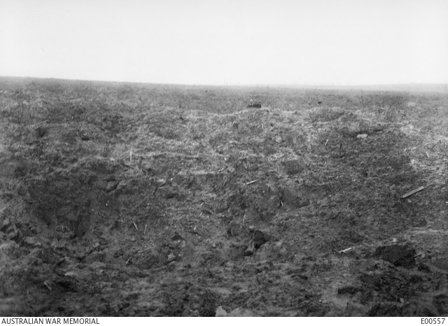 A section of one of the great mine craters near Messines in July 1917 ...