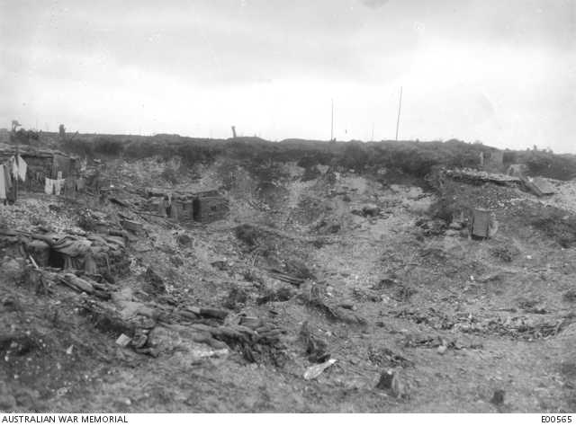 A view of the Quarry at Mouquet Farm, in December 1916. On the left are ...