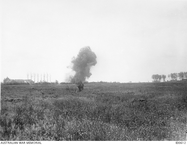 A huge German shell burst near the Australian and New Zealand batteries ...