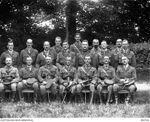 Group portrait of the staff of the 5th Australian Division. Identified ...