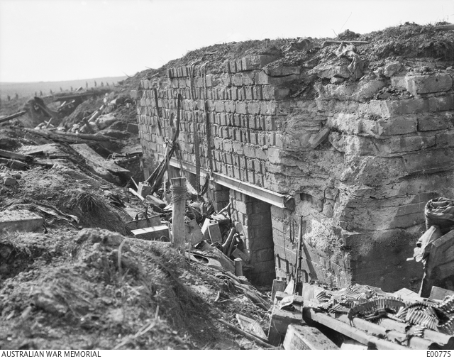 View of a German pill box of great strength between Westhoek and Nonne ...
