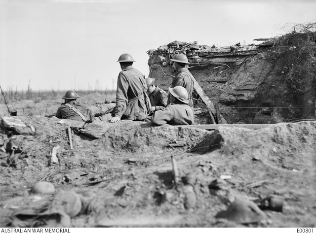Australian soldiers occupying an observation post, which was originally ...