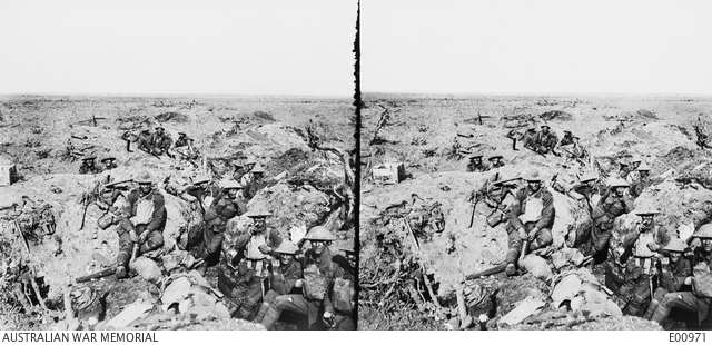 Australian troops manning improved shell craters at Polygon Wood, in ...