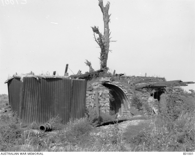 View of a captured German strongpoint reinforced and used by the ...