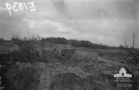 View of one of the German '77' guns captured by the Australian troops ...