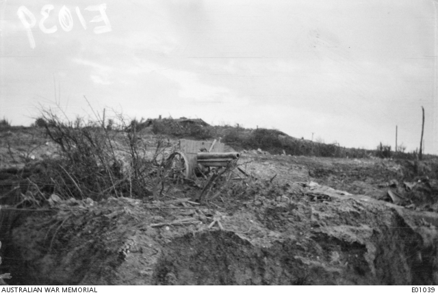 View of one of the German '77' guns captured by the Australian troops ...