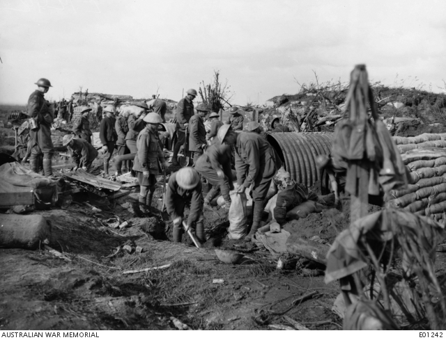 Members of the 13th Field Company of Australian Engineers constructing ...
