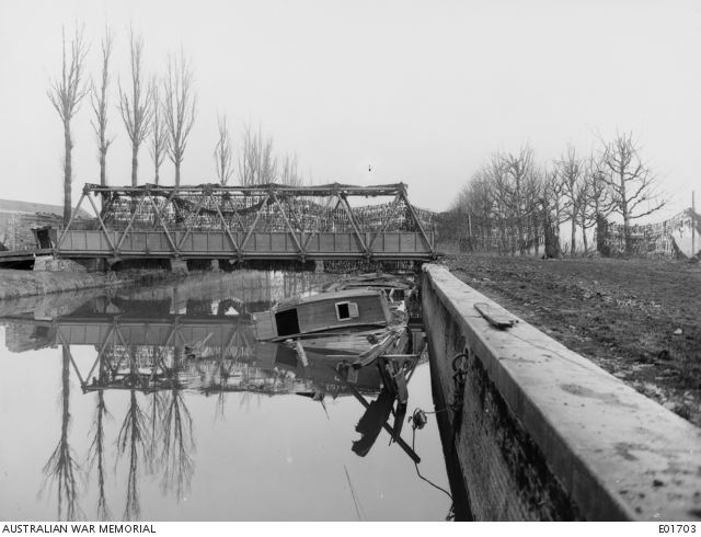 View of an Inglis rectangular bridge at Armentieres, in France. The ...