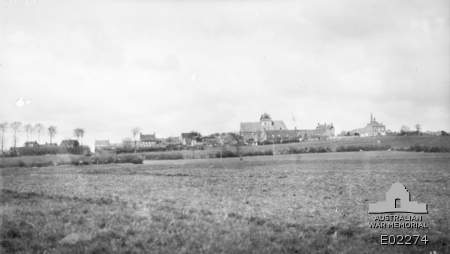 A view of the village of Borre, in Northern France, showing the church ...