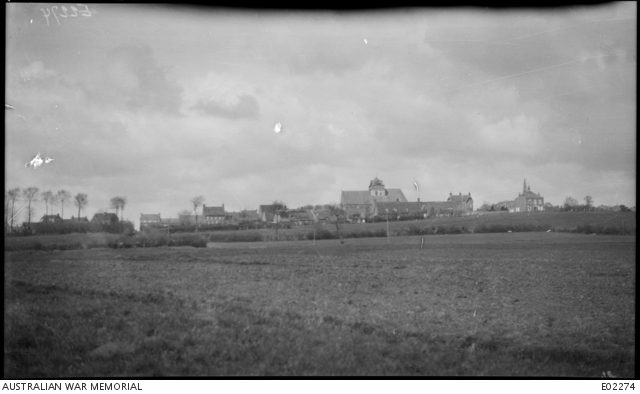 A view of the village of Borre, in Northern France, showing the church ...
