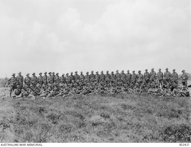 Franvillers, France. 30 May 1918. Group portrait of the personnel of D ...