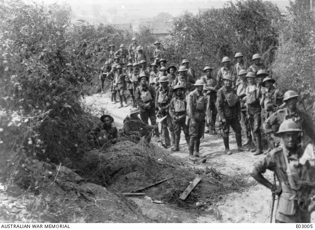 The 1st Australian Machine Gun Company resting in a sunken road near ...