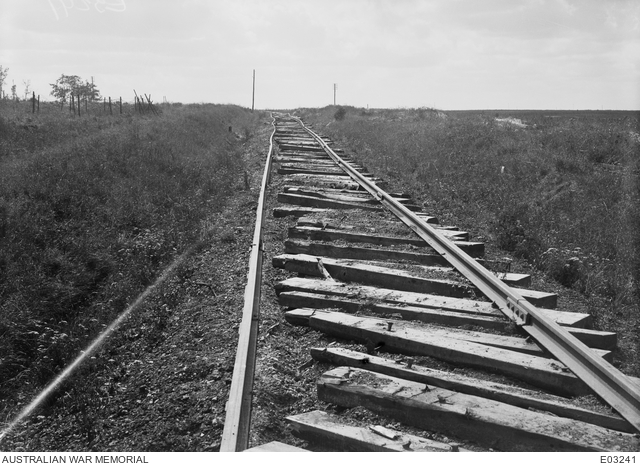 View of the railway line near Halle, where severe fighting took place ...