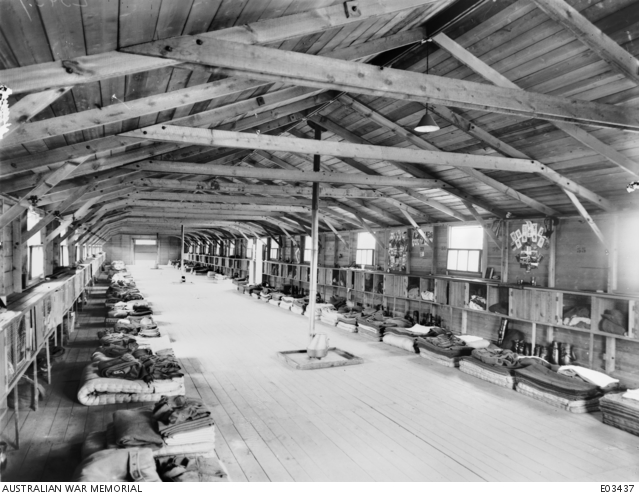 The sleeping quarters of Hospital Orderlies at the 1st Australian ...
