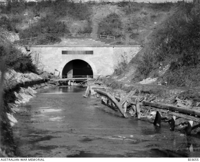The entrance to the St Quentin Canal Tunnel at Riqueval near Bellicourt ...