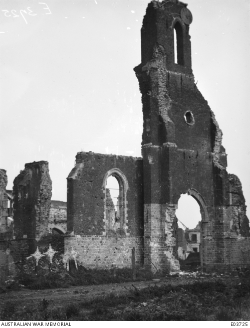 The ruins of the village church. It was in this area on 29-20 July 1916 ...